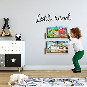 Read Sign Metal Nursery Wall Decor Lets read Sign Reading Nook Decor Art for Kids Playroom Signs Book Themed Decor Bookshelves Little Library Sign Decor Birthday Gift Ideas(Black)