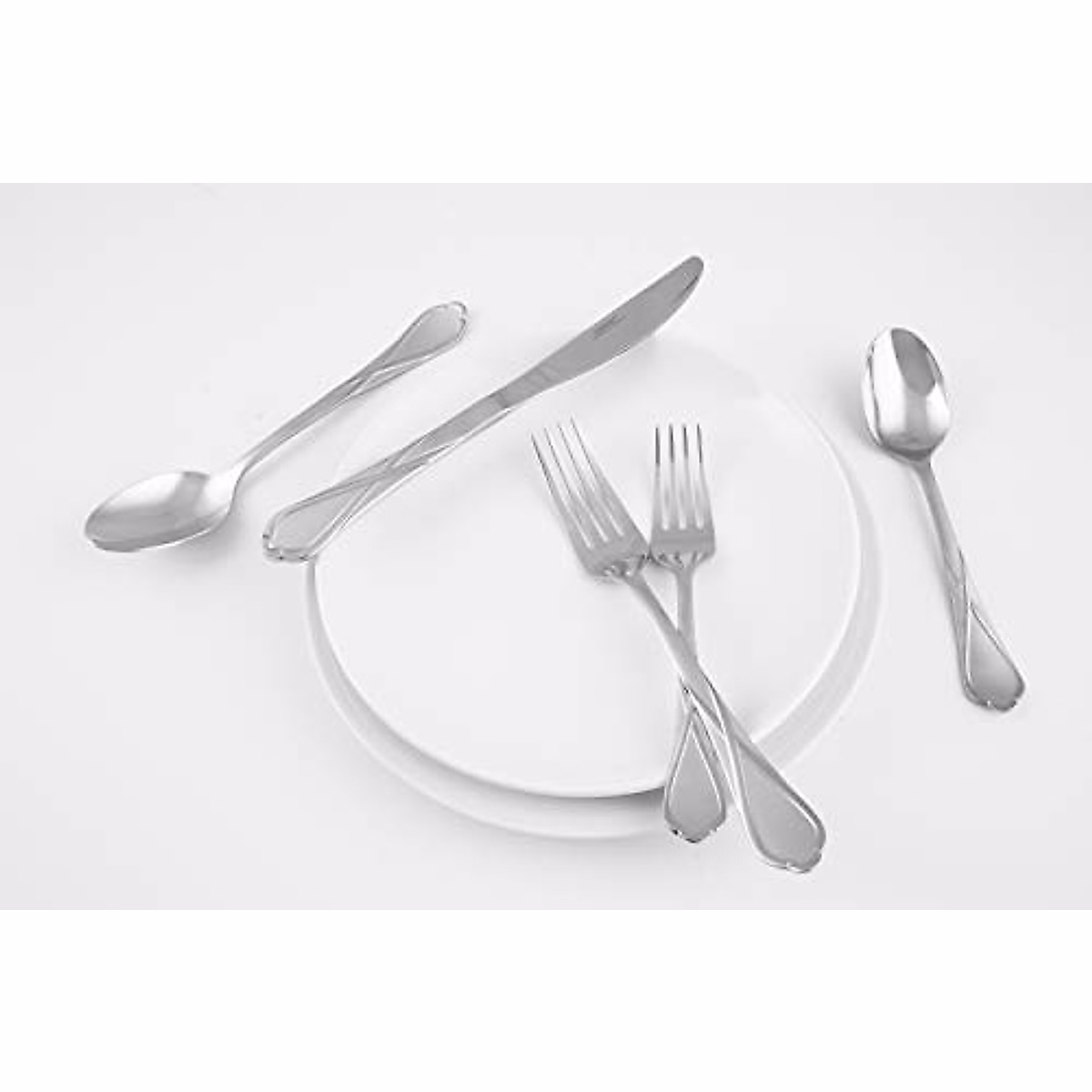 Cambridge Silversmiths Heather Sand 20-Piece Flatware Silverware Set, Stainless Steel, Service for 4, Includes Forks/Spoons/Knives