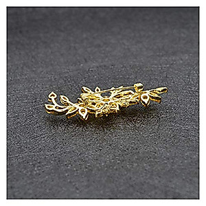 Jfsmgs Brooch Cubic Zirconia Flower Brooches for Women Elegant Luxury Fashion Plant Pin Autumn 3 Colors (Metal Color : Mix)