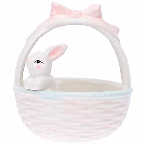 Cabilock Easter Egg Basket Ceramic Bunny Candy Bowl Fruit Basket Bunny Baskets Rabbit Bunny Figurines for Easter Egg Hunts Pink