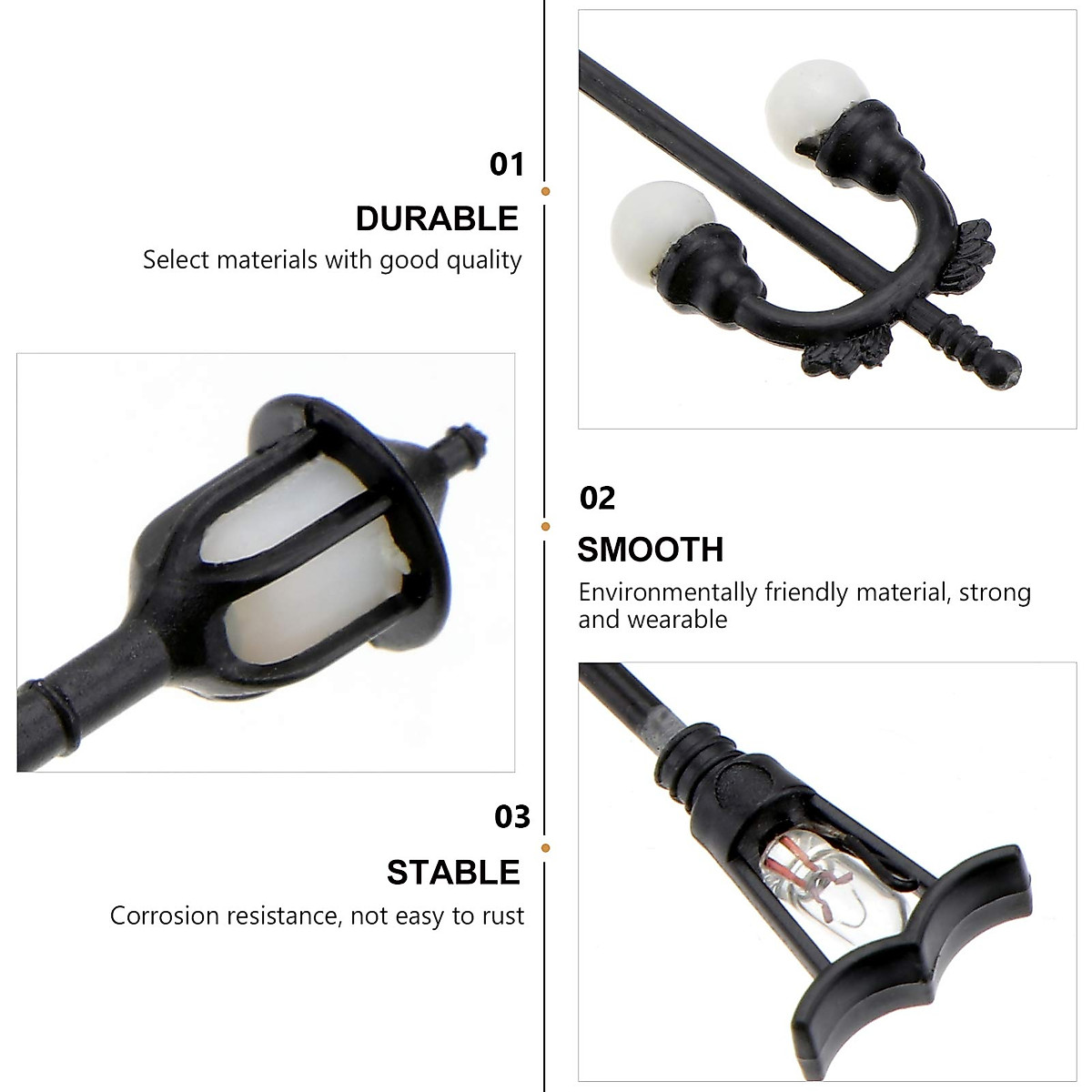 DOITOOL 8pcs Mini Street Post LED Outdoor Garden Lamp Miniature Spotlight Street Lights Model Light for Micro Landscape Fairy Garden Dollhouse Accessories (Random Style)