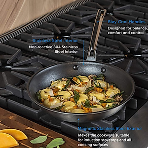 VIKING Culinary Professional 5-Ply Stainless Steel Nonstick Fry Pan, 10 Inch, Ergonomic Stay-Cool Handle, Dishwasher, Oven Safe, Works on All Cooktops including Induction