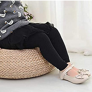 Toddler Baby Basic Ribbed Sweater Leggings Infant Kids Footless Tights Little Girls Dress Bottom Top Pants(Black+White, 1-3 Years)