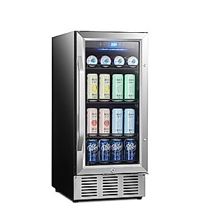 Karcassin 15 inch Wine Cooler Refrigerator – Update Version - Compressor Wine Bottle Chiller – Single Temp Zones – Stores upto 32 Bottles