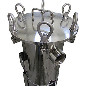 PRM #2 304 Stainless Steel Bag Filter Housing, 2 Inch NPT Inlet, Dual Side or Bottom 2 Inch NPT Outlet, 150 PSI, Viton O-Rings, 100 GPM Max Flow, Industrial Filtration System