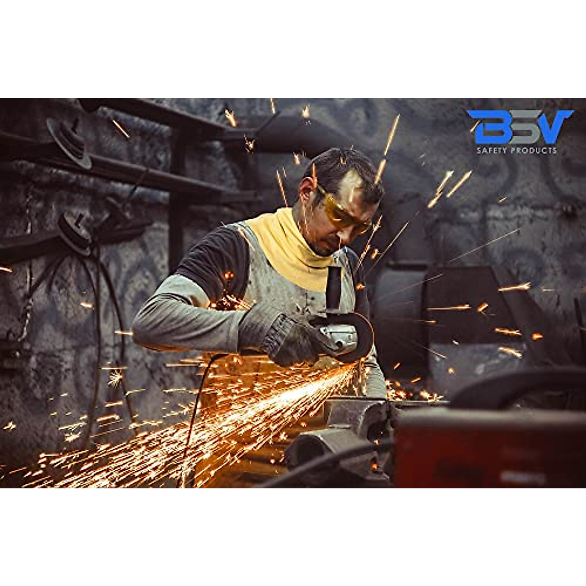 BSV Welding Neck Protector - Cut, Scratch, Flame & Heat Resistant, 100% made with Double Layered DuPont Kevlar - Unisex, Large, Yellow