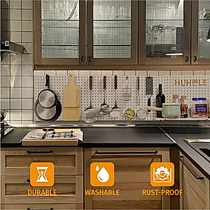 HUHOLE White Pegboard, Metal Pegboard Panels, 32-inch X 32-inch Metal Peg Board for Garage, Gaming, Craftroom, etc, 4PC