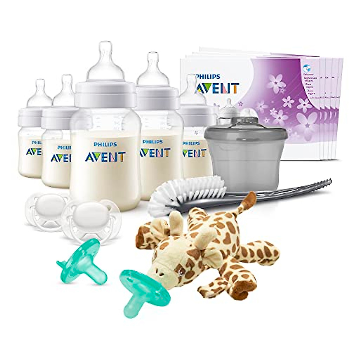 Philips AVENT Anti-Colic Baby Bottle with AirFree Vent Essentials Gift Set, SCD308/02, White