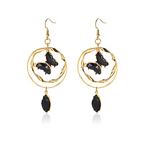 Black Butterfly Dangle Earrings for Women Green Gemstone Drop Gold Plated Earrings Fashion Jewelry Gifts Hypoallergenic