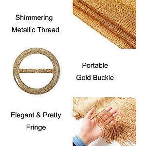 YGR Women’s Sparkling Metallic Shawls and Wraps for Evening Party Dresses, Gold