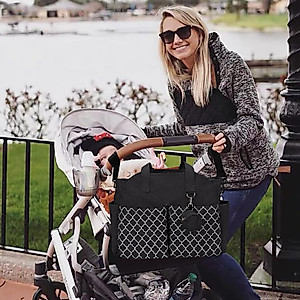 Lmbabter Diaper Bag Tote with Changing Station Upgrade Multi-Function Baby Bag with Adjustable Shoulder Strap Insulated Pockets (Black)