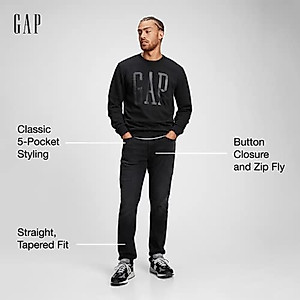 GAP Mens Straight Taper Fit Jeans, Dark Wash Indigo, 36W x 32L US