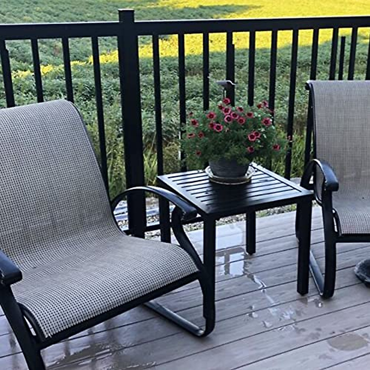 Sophia & William Small Metal End Side Table, Indoor Outdoor Square Bistro Tables, Portable Coffee Table, Rust & Weather Resistant, Black, 18.9"