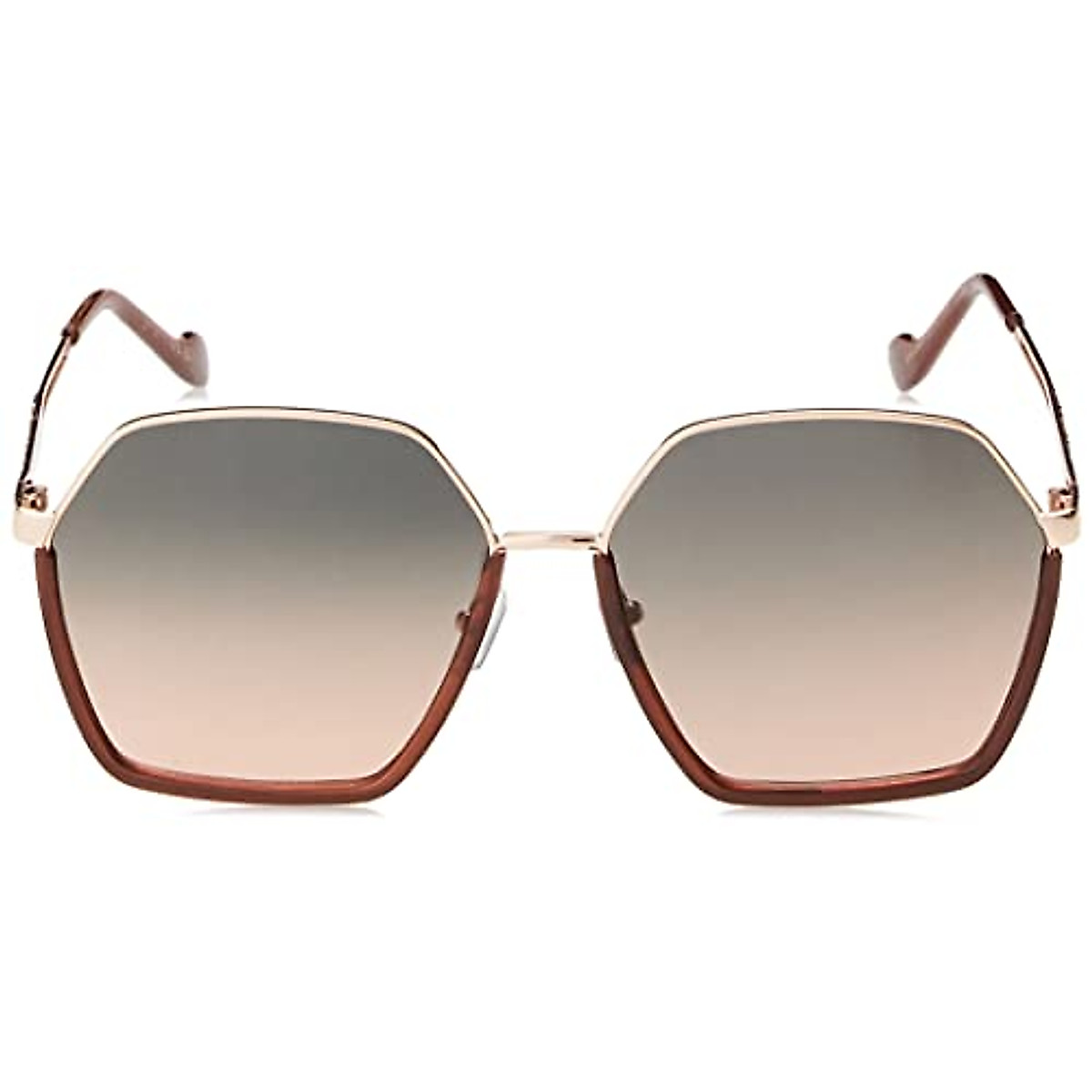 Jessica Simpson J6051 Retro Women's Metal Hexagonal Sunglasses with 100% UV Protection. Glam Gifts for Her, 60 mm, Gold & Brown