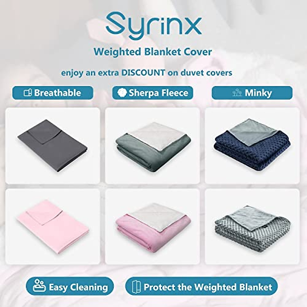 Syrinx Weighted Blanket Cover Cooling Queen Size 60"x80" Dark Grey (Comfortable and Breathable Fabric)