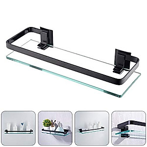 Cabilock Bathroom Glass Shelf Floating Wall Mounted Shower Organizer Cosmetic Toiletries Storage Holder for Kitchen Bathroom