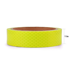 Qomovo DOT High-Intensity Fluorescent Yellow Reflective Tape Conspicuity Safety Warnning Adhesive Tape(1in x 15ft)