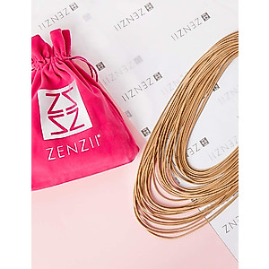 ZENZII Multi Strand Statement Bib Necklace for Women (Red)