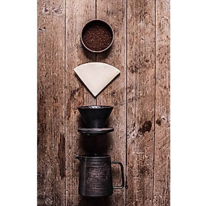 globe faith Stoneware Handmade Pour Over Coffee Maker Set, Ceramic Coffee Brewer Hand Drip Cone Dripper & Coffee Pot Decanter, Annular Vein Retro Metallic Glazed, 16oz