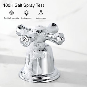 RKF Faucet- Replacement Classic Cross Knobs Handles with Valve Faucet Accessory Faucet Parts Faucet Kit Chrome Polished W033