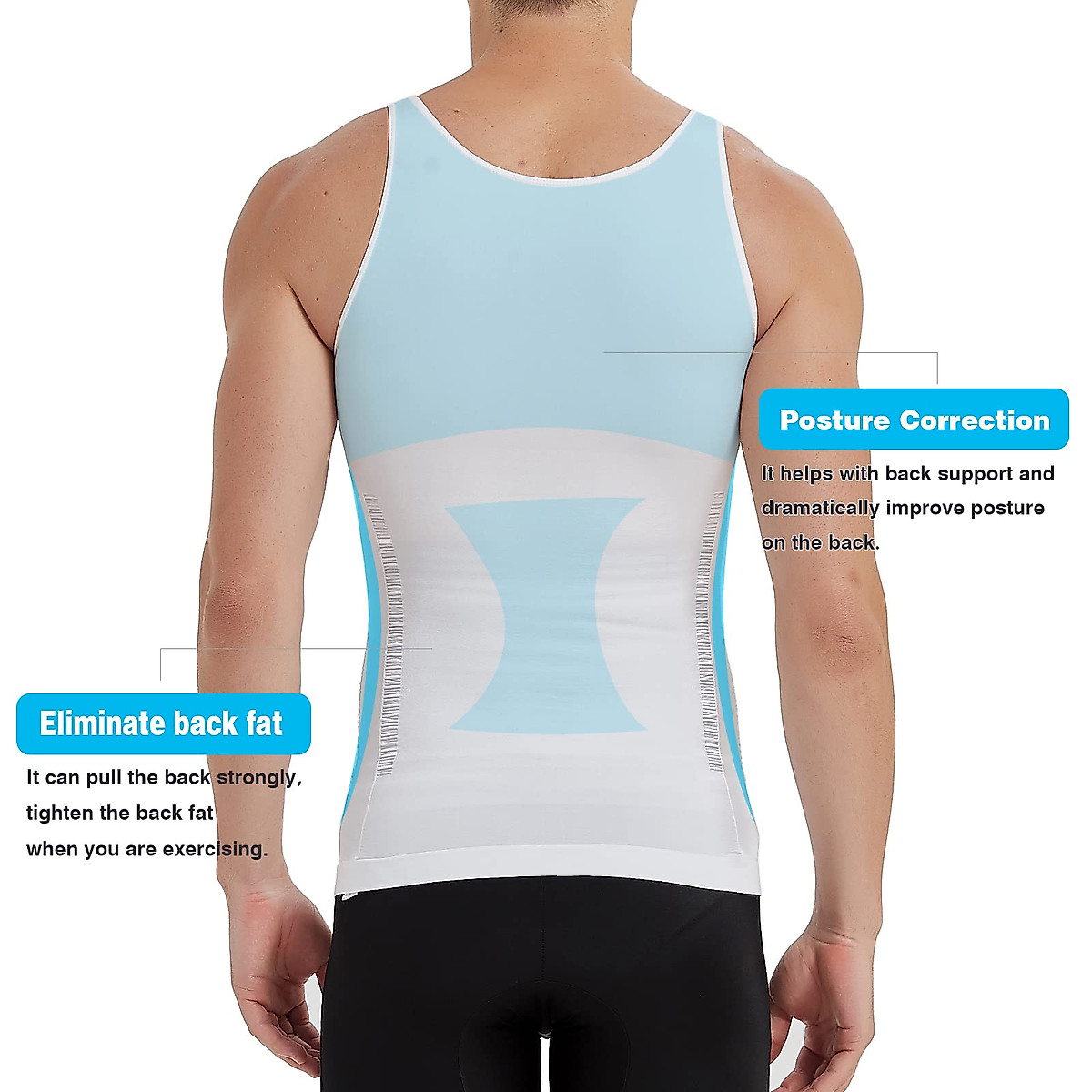 KOCLES Mens Athletic Compression Shirt Slimming Body Shaper Tank Top Abs Abdomen Slim Vest Undershirt (White, Large)