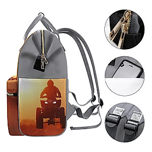 Silhouette ATV Jump Diaper Bag Backpack Large Capacity Mommy Bags Multifunction Nappy Bag Travel Back Pack Gray-Style