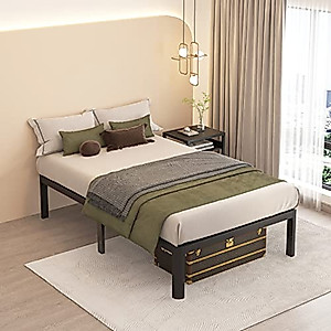 MAF 14 Inch Twin Metal Platform Bed Frame with Round Corner Legs, 3000 LBS Heavy Duty Steel Slats Support, Noise Free, No Box Spring Needed, Easy Assembly