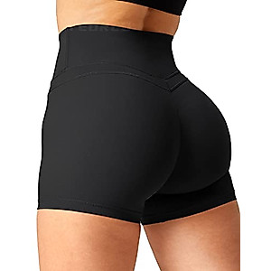 YEOREO Buttery Workout Shorts for Women High Waist Running Biker Shorts Spandex Scrunch Gym Yoga Shorts Black S