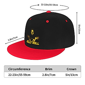 Jelly Rapper Singer Roll Baseball Caps Adjustable Cap for Mans Basic Unisex Aldult Trucker Hat Cool Hip Hop Hats for Sports Hunting Classic Snapback Hats Red