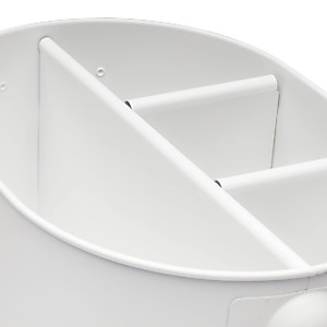 REDECKER Metal Kitchen Caddy Organizer with Wooden Handle, for Gardening BBQ and Cleaning Supplies, 10-5/8" x 7-1/2" x 5-1/8", White