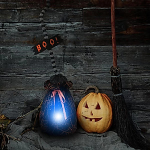 Rvikurc Movable Witch Broom with Music & Lights Halloween Decoration,Musical Witch Broom,Witch's Broom with Spooky Laughing Spells,Witch Broomstick Prop for Halloween Haunted House Party Decor (Black)