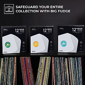 Big Fudge 25x Vinyl Record Inner Sleeves - Round Corners for 12" Records - Vinyl Record Sleeves in Heavyweight & Acid Free Paper - Protective LP Album Cover - White