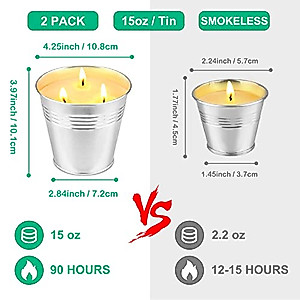 Citronella Candles Outdoor Large - 2 x 15oz 3-Wick Bucket Candle for Home Patio Candle up to 180 Hours, Summer Camping Huge Candle, Natural Soy Wax Lemograss Candle for Outside Garden Backyard Balcony