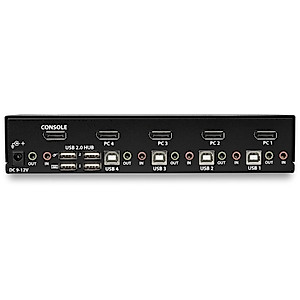 StarTech.com 4 Port DisplayPort KVM Switch - 4K 60Hz - Single Display - Dual Port UHD DP 1.2 USB KVM Switch with Integrated USB 2.0 Hub & Audio - Dell, HP, Apple, Lenovo - TAA Compliant (SV431DPUA2)