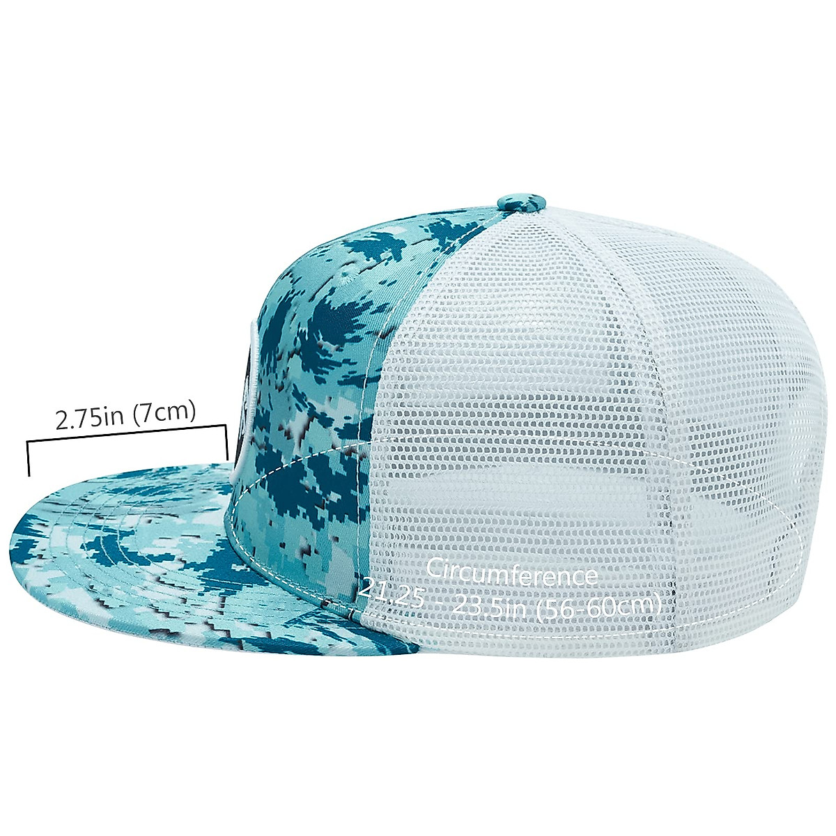 BASSDASH Flat Brim Trucker Cap Adjustable Snapback Hat Mesh Back for Men Women