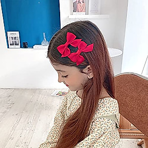 Bow Hair Clips for Girls Red Hair Bow Barrettes for Little Girls Cute Hair Accessories for Girls 2pcs Bowknot Hair Clip