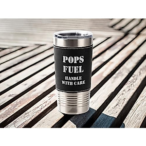 Generic Pops Fuel Engraved Leatherette Tumbler, Gifts For Pops, Unique Gift For First Time Dad Father's Day, Birthday, Appreciation, Retirement, Black