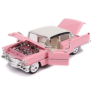 Jada Toys 1955 Cadillac Fleetwood W/ Elvis Figure Pink