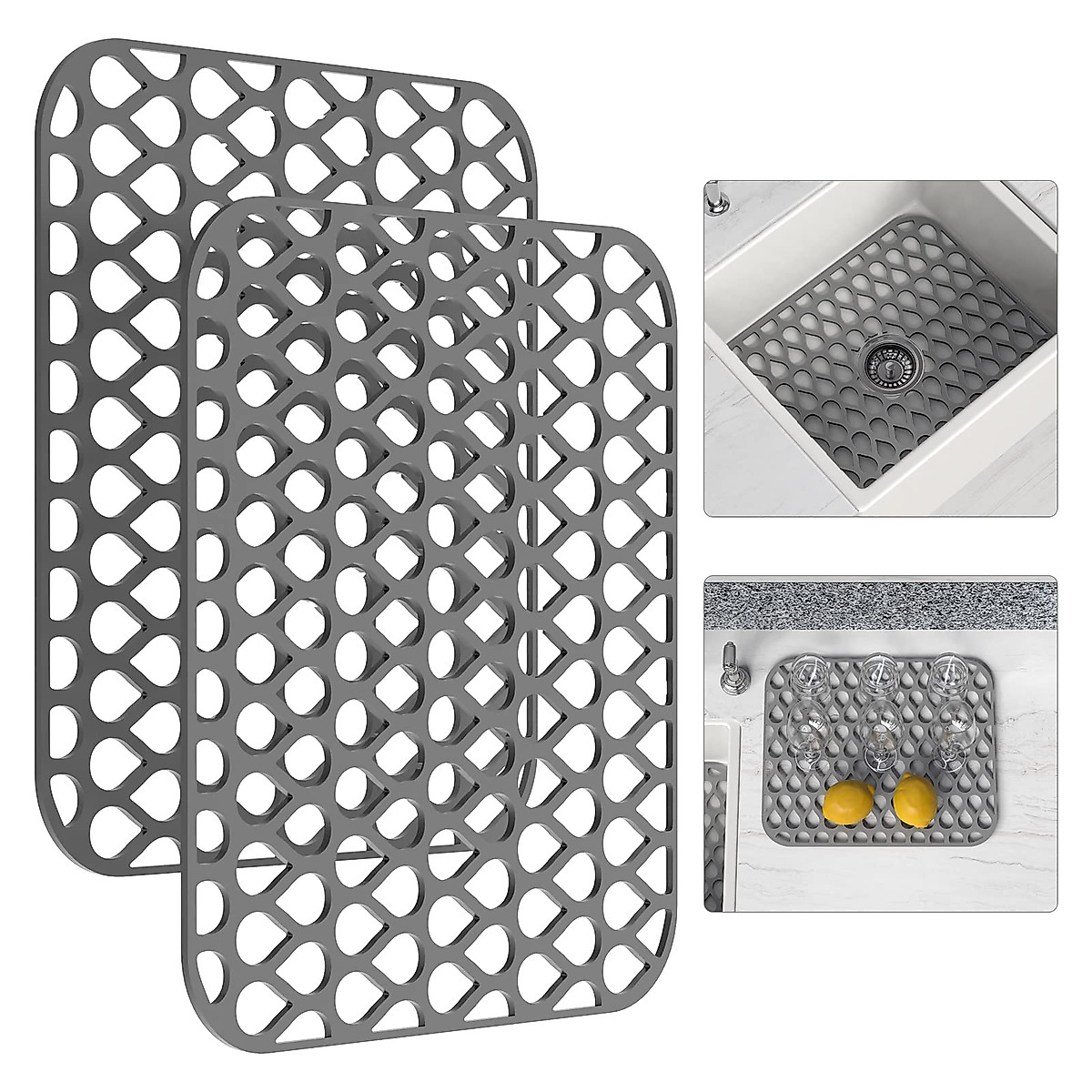 TOOVEM A FAMILY OF MANUFACTURERS Silicone Sink Mat 2PCS TOOVEM Sink Protectors for Kitchen Sink, Sink Mat Grid Non-Slip Folding Sink for Bottom of Farmhouse Stainless Steel Porcelain Sink Pad