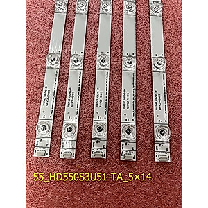 ROTEMADEGG Kit 5pcs 14LED LED Backlight Strip Compatible with Hisense 55H8E 55H9E IC-A-CNDN55D975 H55A6500 55_HD550S3U51-TA_5X14_3030C 55HS68U (Color : Kit 5 PCS for 1 TV)