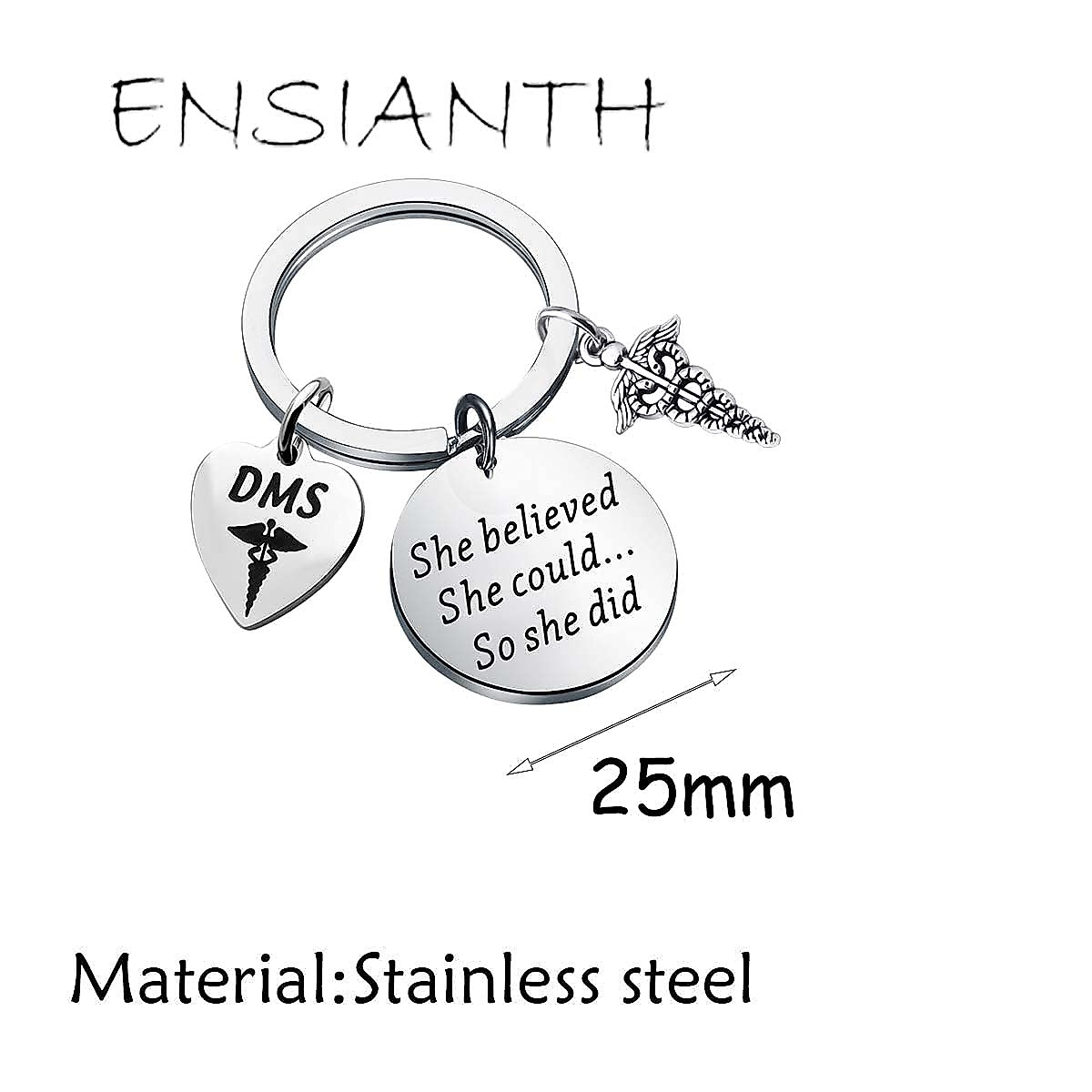 ENSIANTH DMS Gift Diagnostic Medical Sonographer Keychain She Believed She Could So She Did DMS Graduation Gift Health Care Provider Gift (DMS She Believed KR)