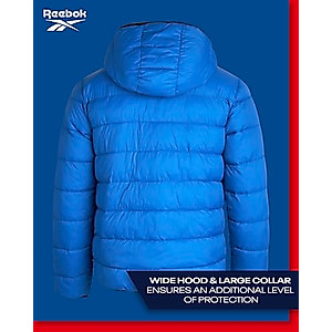 Reebok Men's Winter Jacket - Heavyweight Quilted Puffer Parka Coat - Ski Jacket for Men, Sherpa Lined Hood (S-XL), Size Medium, Vector Blue