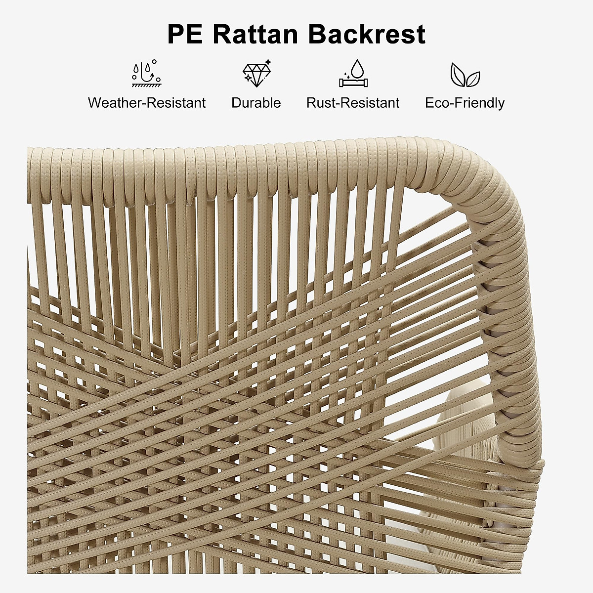 PURPLE LEAF Outdoor 29" Bar Stools Set of 4, Boho Patio Bar Height Chair with Cushion and Back for Outdoor and Indoor, Kitchen, Garden, Patio, Champagne