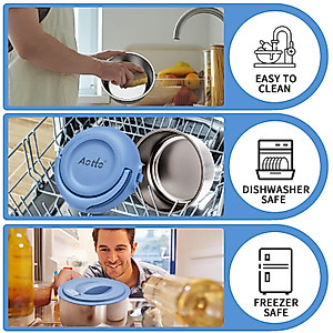 Aotto Electric Lunch Box: 32 oz Portable Food Warmer Heater - Lunch Warmer Portable for Work/Office, Warming Soup & Meal, Spill-Free, Men & Women's Gifts, Blue (110V-120V)