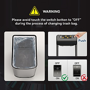 ELLO&ALLO Garbage Can 8 Gallon 30 Liter Kitchen Motion Sensor Trash Can Automatic Touch Free High-Capacity with Lid Black Waste Bin