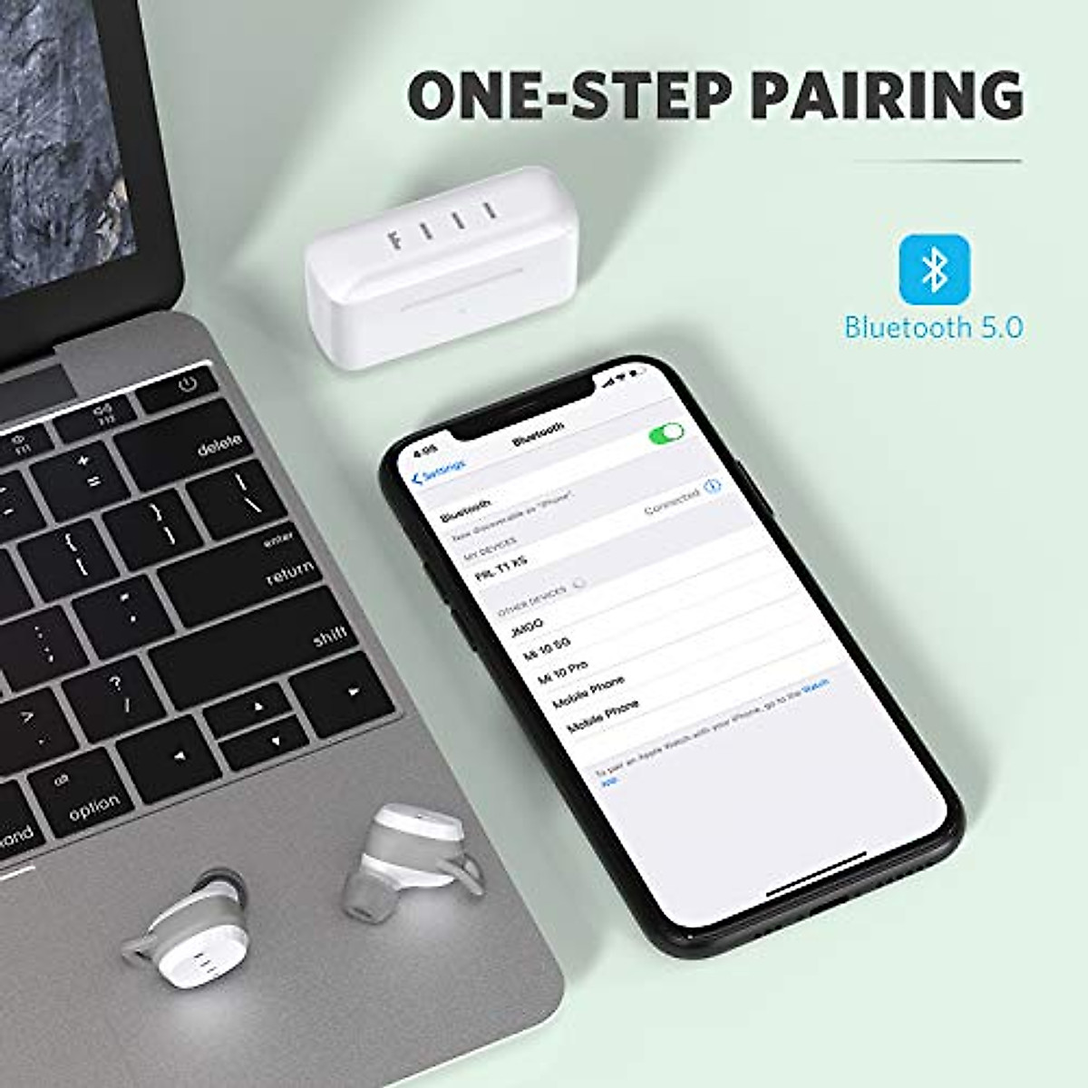 Bluetooth Wireless Earbuds - FIIL T1XS Bluetooth 5.0 Wireless Earphones, Support FIIL+ APP, Waterproof Earbuds with Microphone, in-Ear Earbuds Cordless for iPhone & Android (White)