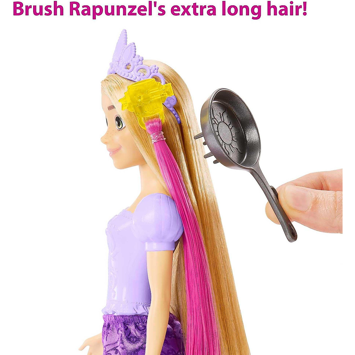 Mattel Disney Princess Rapunzel Fashion Doll with 2 Color-Change Hair Extensions & 10 Hairstyling Pieces, Inspired by the Disney Movie Tangled
