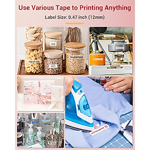 Phomemo Label Maker Machine with Tape, P12 Pro Portable Bluetooth Label Printer, Small Smart Phone Handheld Sticker Mini Labeler Multiple Templates Easy to Use Inkless Rechargeable Office Home- Pink