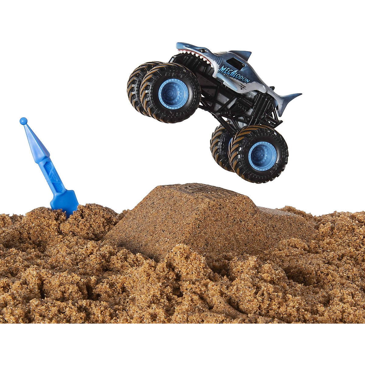 Monster Jam, Megalodon Monster Dirt Starter Set, Featuring 8oz of Monster Dirt and Official 1:64 Scale Die-Cast Truck