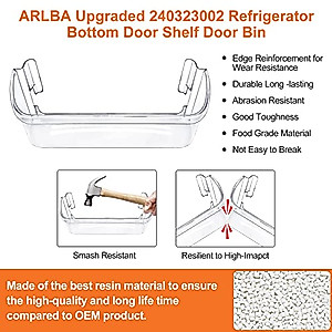 1x UPGRADE 240323002 Refrigerator Door Bin Shelf Replacement Part Compatible for Frigidaire Electrolux Refrigerator Bottom 2 Shelves on Refrigerator Side AP2115742 PS429725 AH429725 FGHS2631PF4A